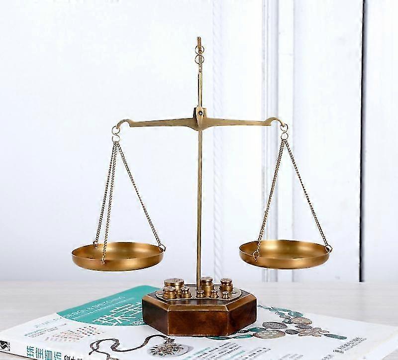 Handmade Lacquerware Retro Brass Balance Craft Scale Solid Wood Base ...