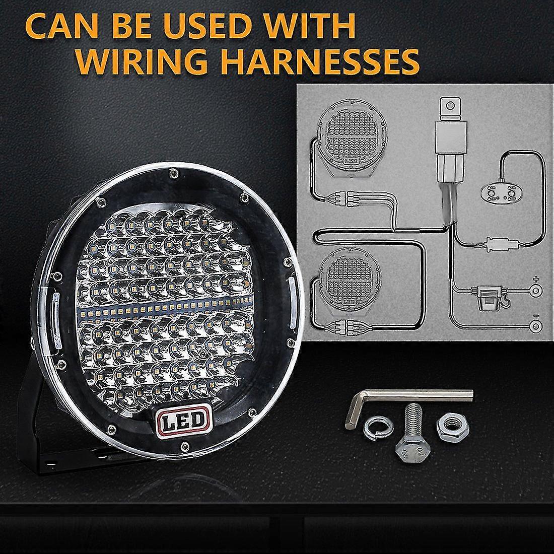 7 Inch 300w Offroad Led Work Light Bar White+amber, Round Spotlight Car ...