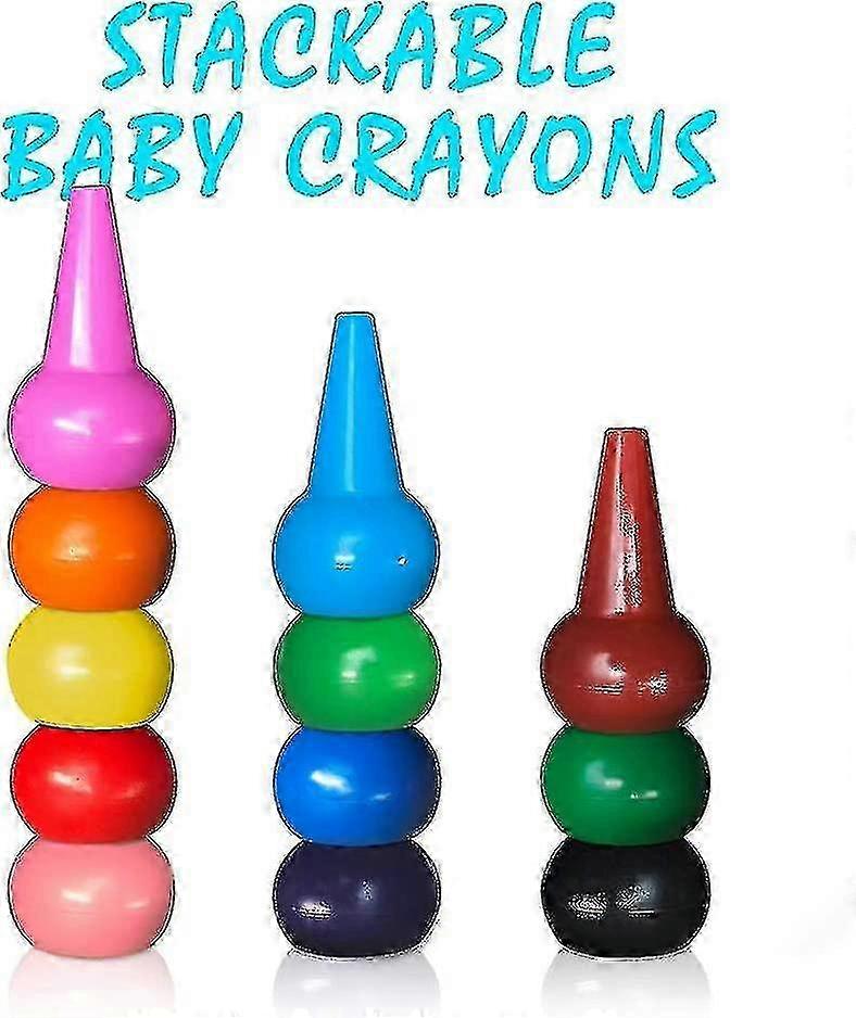 Finger Crayons For Kids Washable, Non-toxic 12 Colors Toddler Crayons Stackable Toys For Boys ...