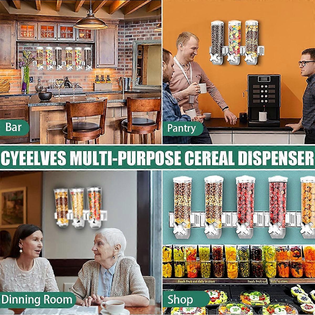 Triple Food Dispenser, Wall Mounted Cereal Dispenser, Candy Dispenser ...