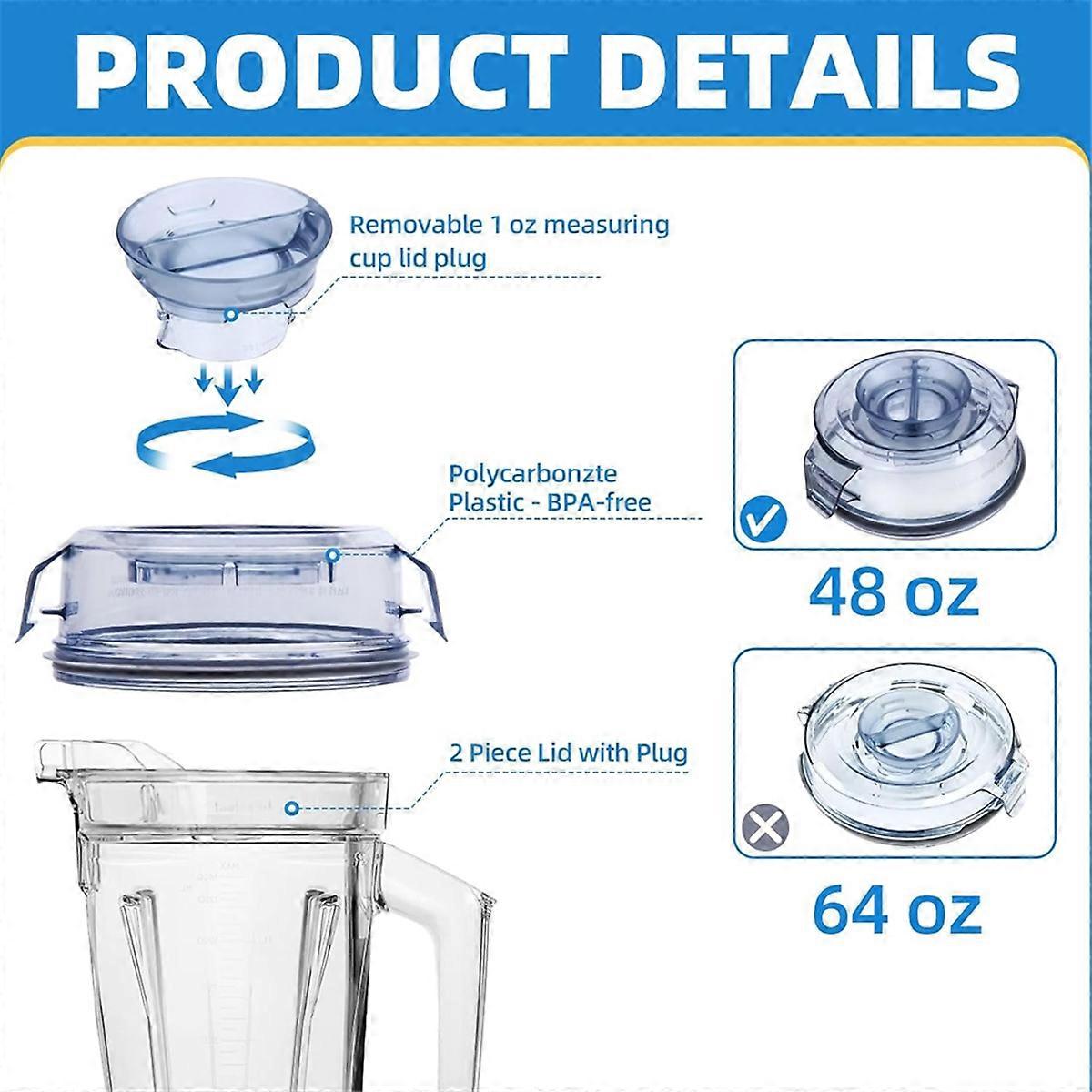 48oz Pitcher Lids for Vitamix Lid Replacement, for Vitamix Container ...