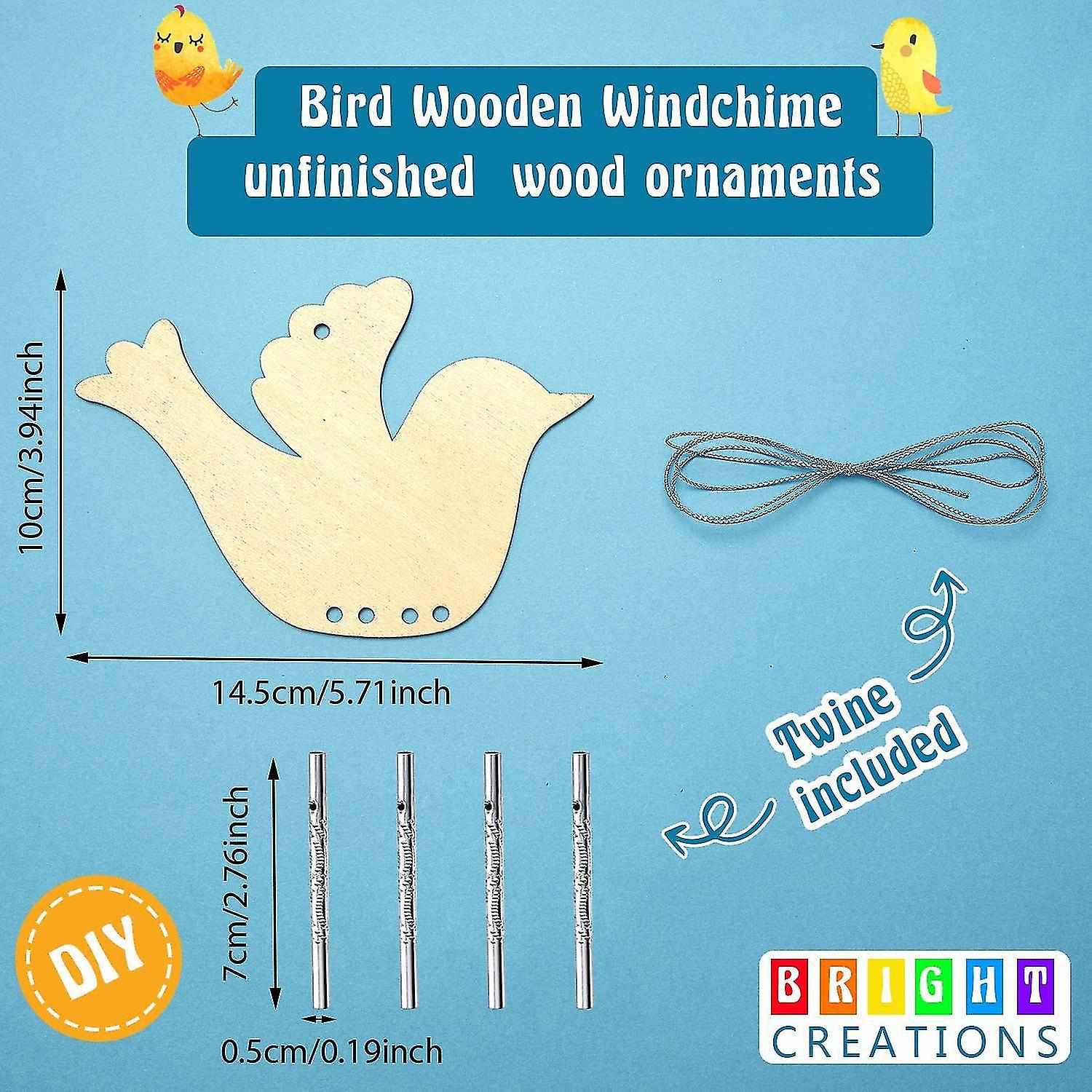 8 Pieces Bird Wooden Wind Chime Bird Wind Chime Craft Decorative Spring ...