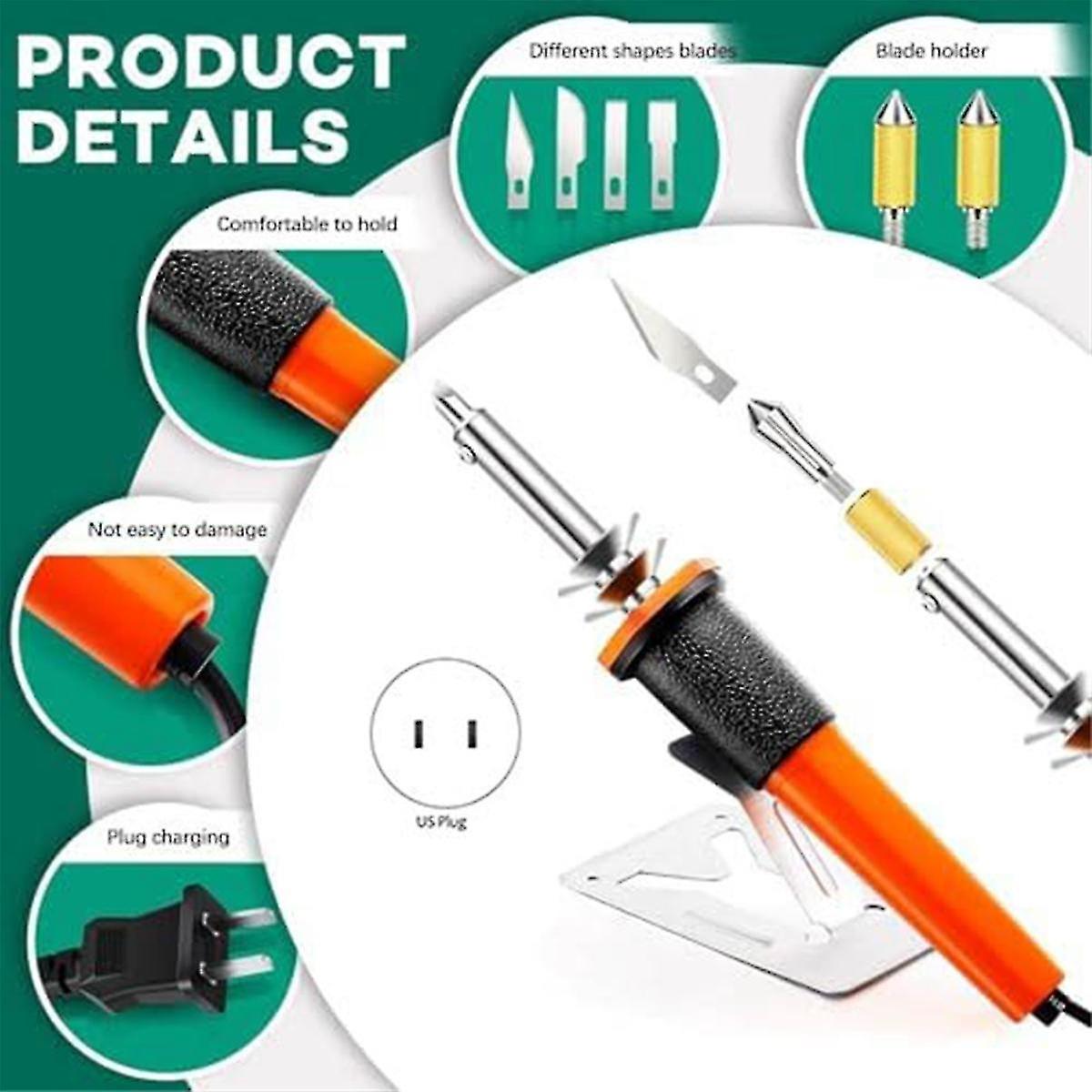 22-Piece Electric Hot Knife Cutter Tool Kit with Heat Cutter Stencil ...