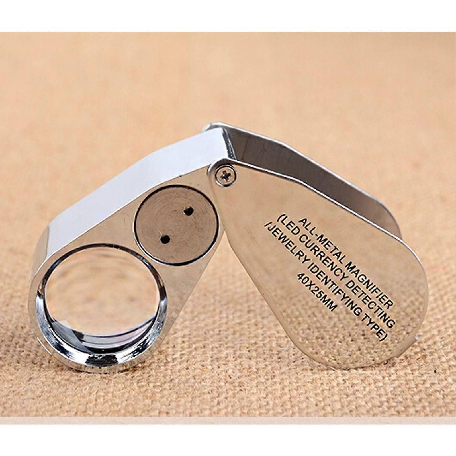 40X Mini Jewelry Magnifying Glass with LED Money Checking Light ...