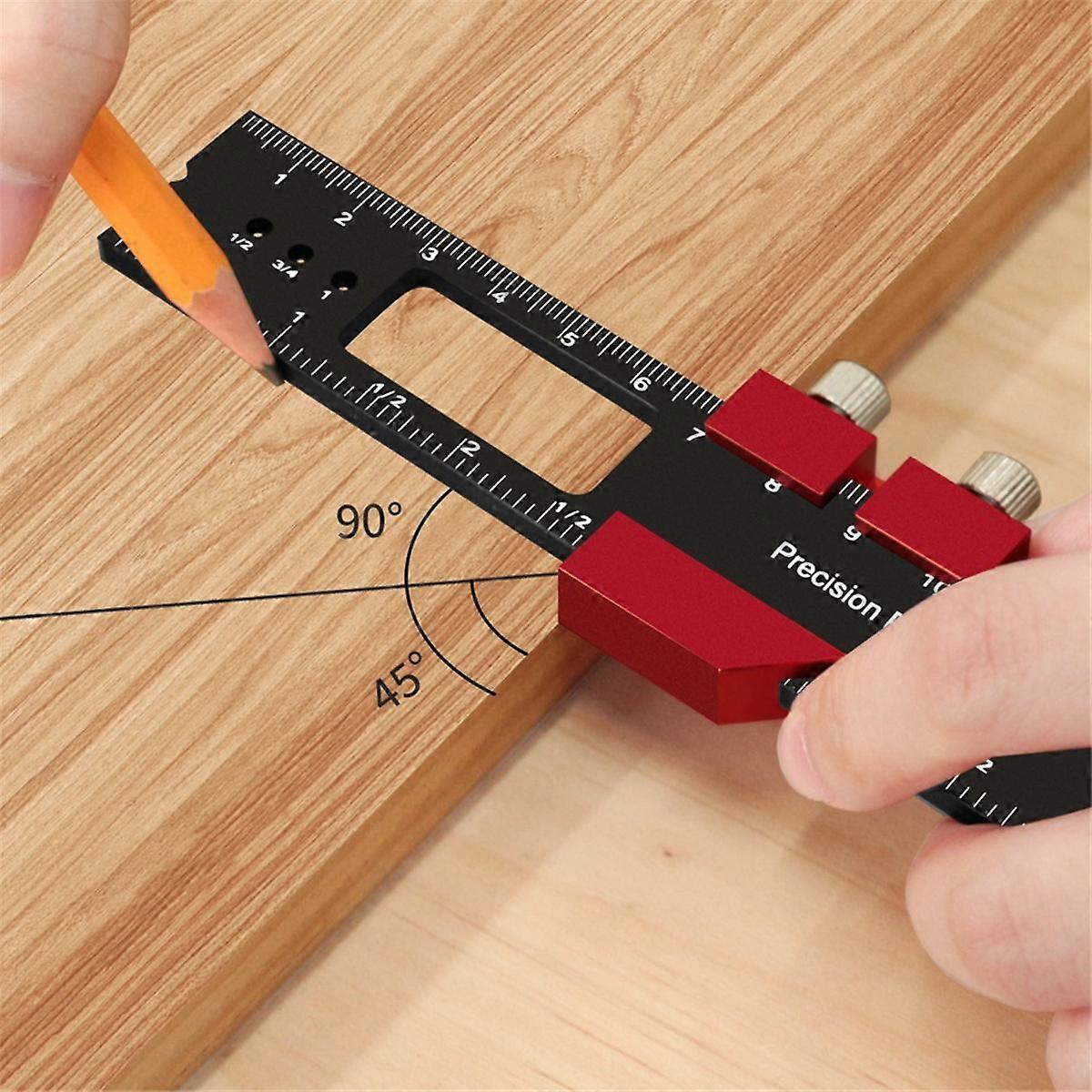 Woodworking Precision Pocket Ruler Aluminum Alloy Slide Ruler Inch ...