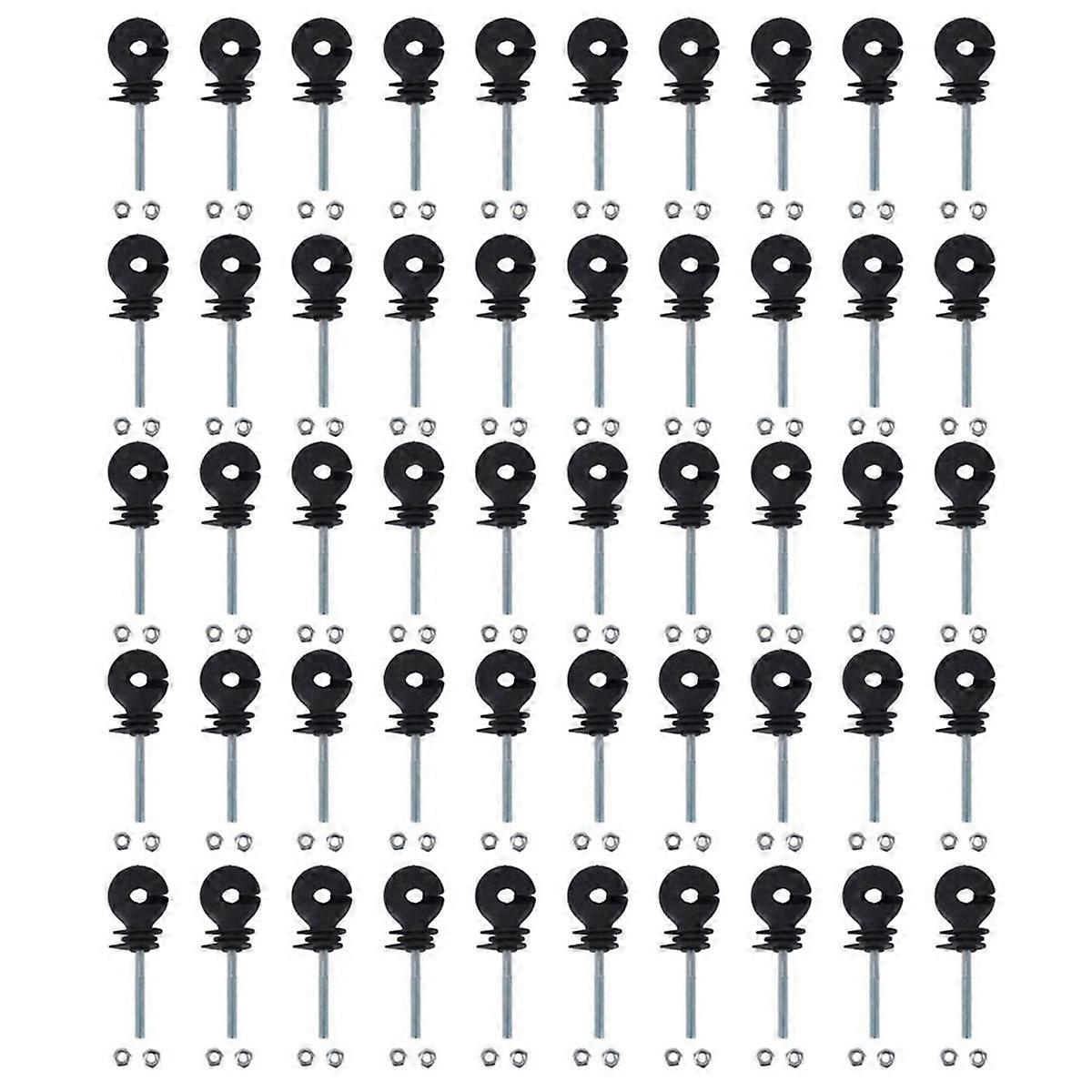 50pcs Flat Nut Insulators Electric Fence Insulators Threaded Electric ...