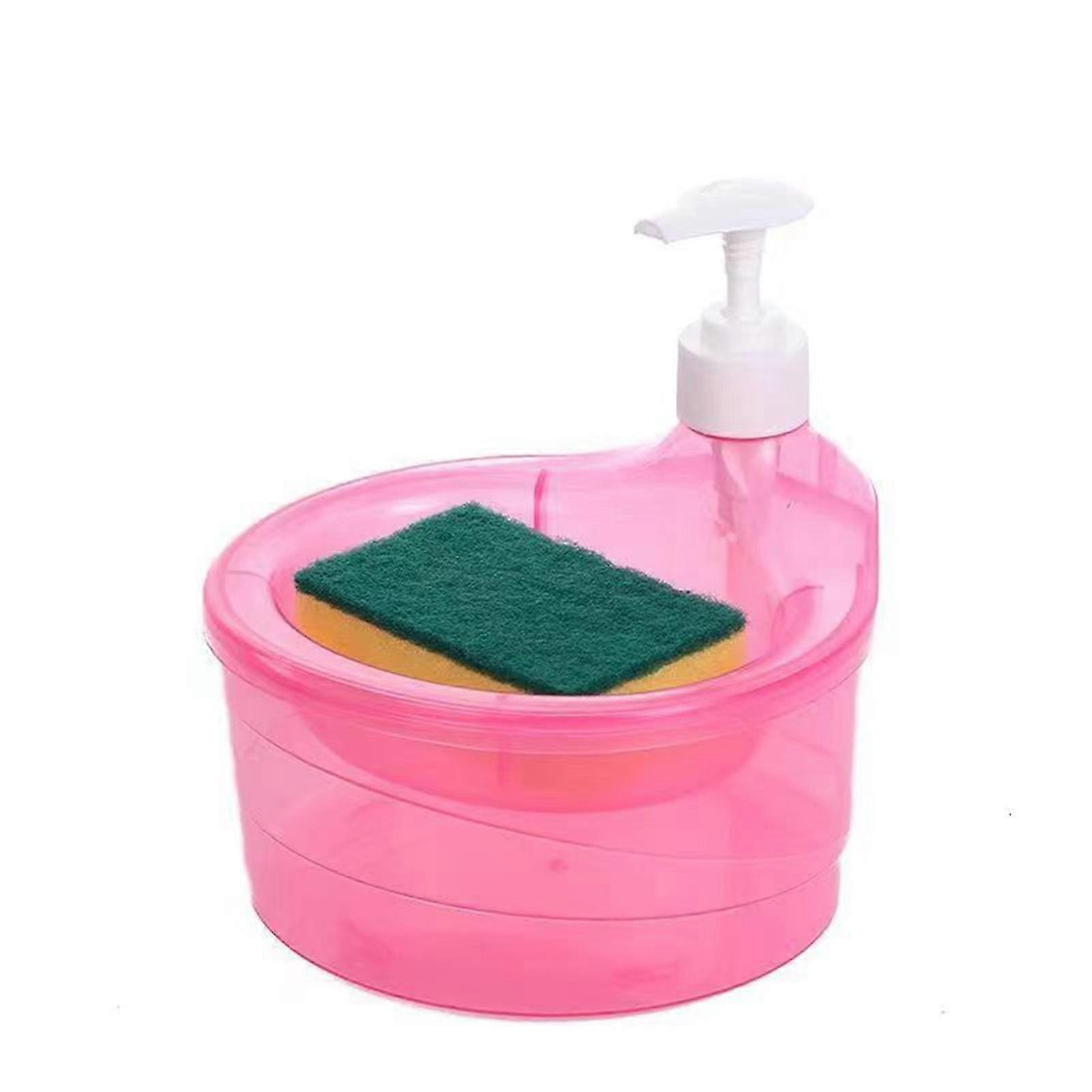 Plastic Dish Soaps Dispenser With Sponge Rack Refillable Soaps Liquid ...