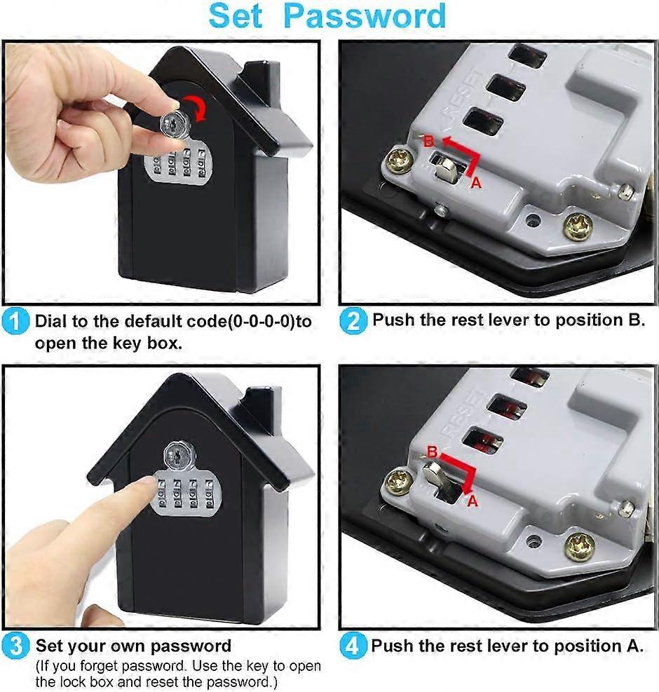 Key Safe Wall Mounted Key Box with Digital Code & Emergency Keys, Large ...