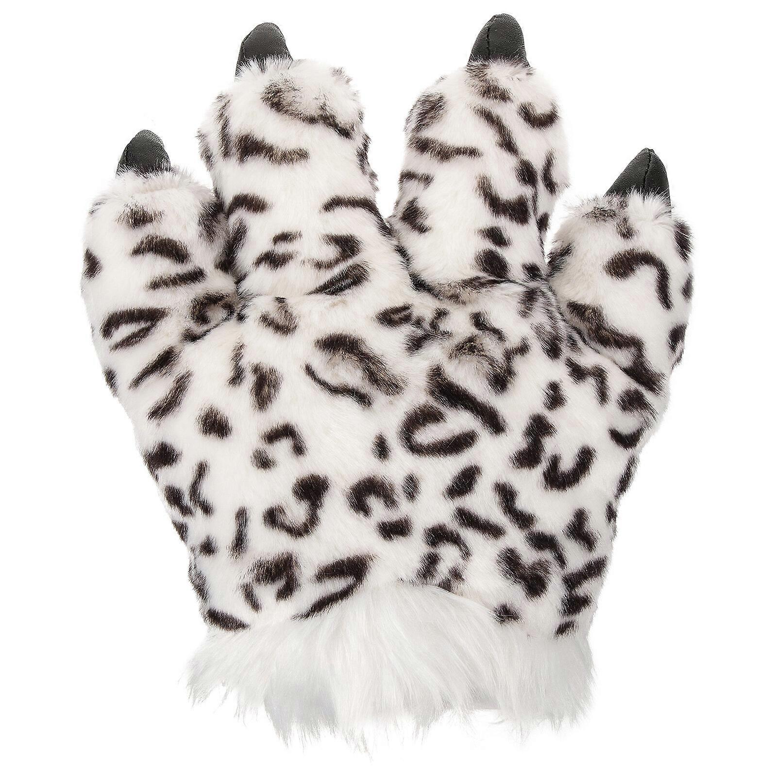 Fluffy Snow Leopard Paw Gloves Animal Cosplay Gloves Halloween Cosplay ...