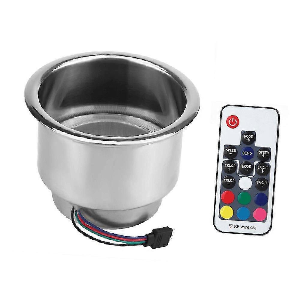 Cup Holder Rgb Led Light Drink Cup Holder Remote Control Stainless ...