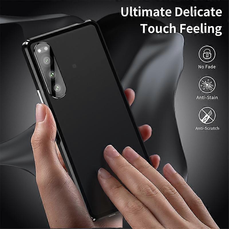 For Sony Xperia 5 IV HD Magnetic Metal Tempered Glass Phone Case ...