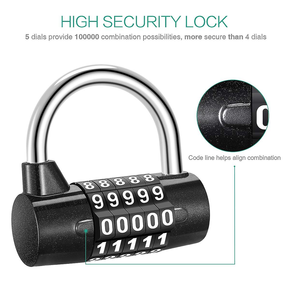 5-digit Combination Padlock, Combination Resettable Locks, Security ...