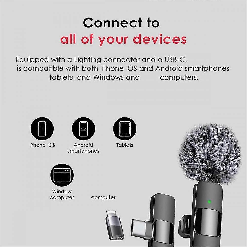 3 in 1 Wireless Lavalier Microphones Compatible with IPhone, Android ...