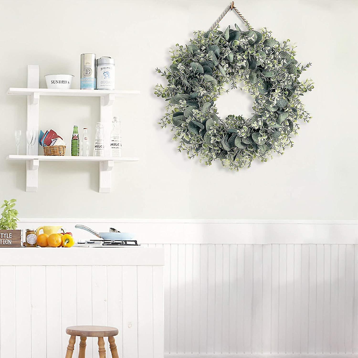 Green Wreaths For Front Door Artificial Eucalyptus Wreath 16 Inch ...