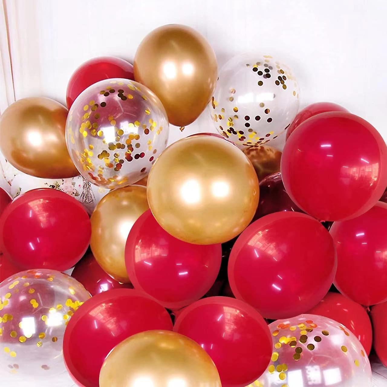 Red Gold Confetti Balloons Garland Arch Kit, 120 PCS 12in 10in 5in ...