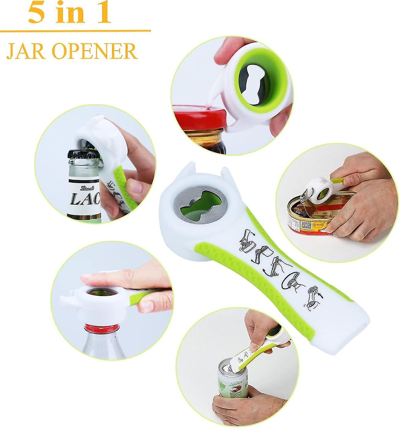Manual Can Opener, 5 In 1 Multifunctional Jar Opener Multi Kitchen Tool Bottle Opener, Easy Jar ...