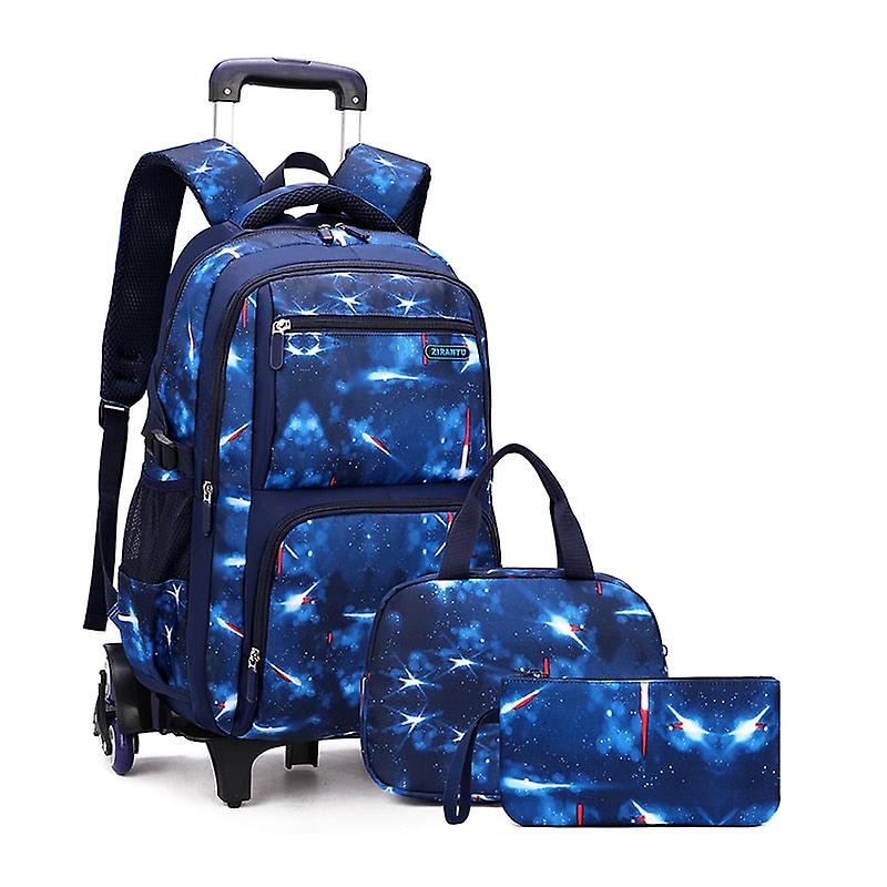 With lunch box trolley school bags rolling backpack for boys wheeled ...