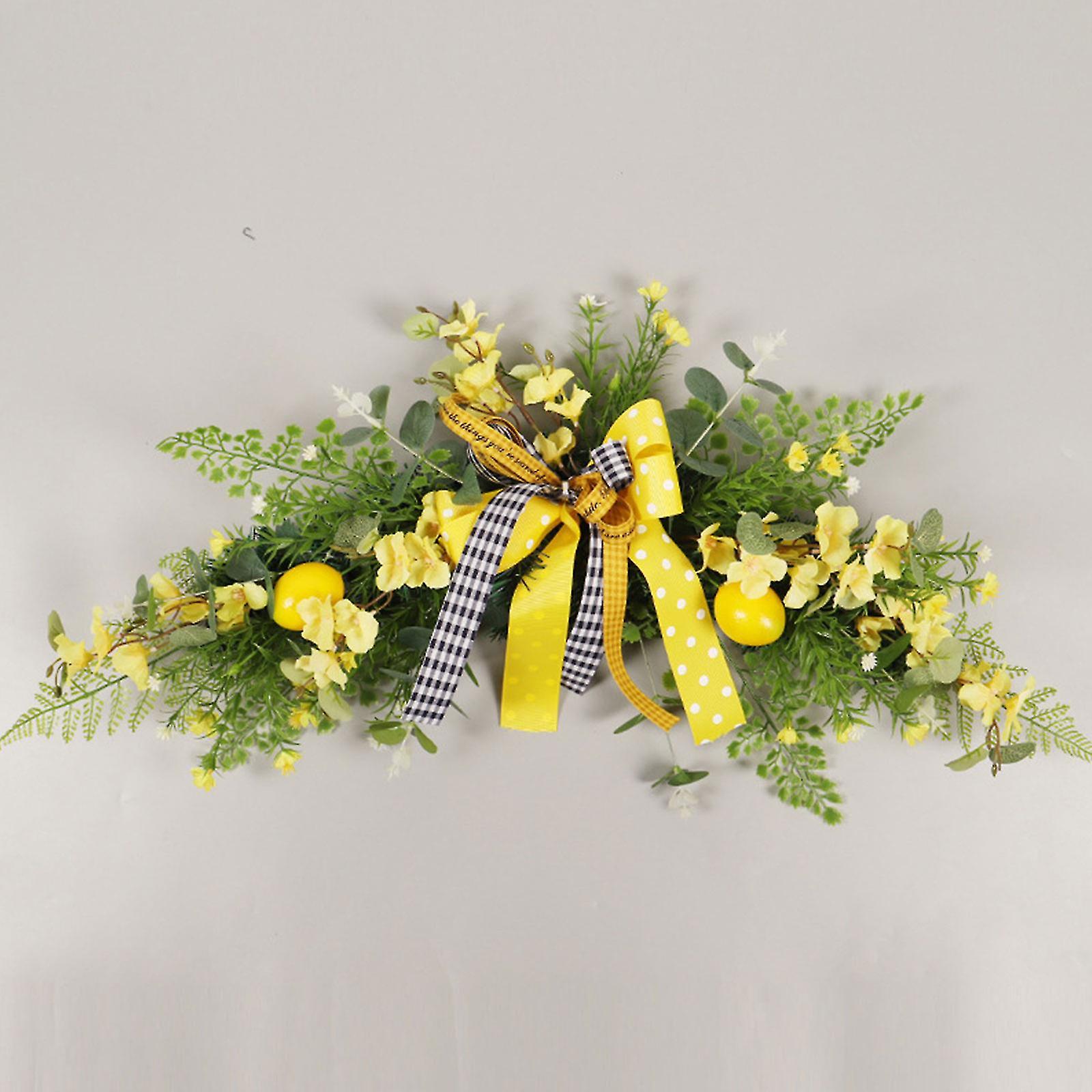 Artificial Lemon Flower Swag, 19 Inch Decorative Swag With Yellow ...