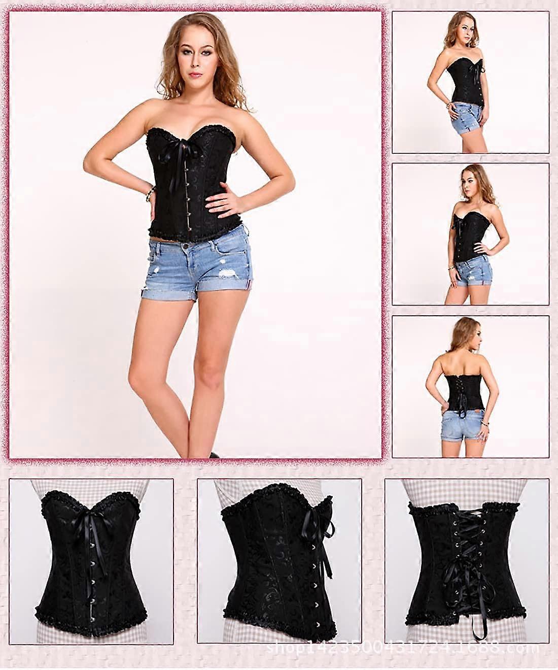Black Corsets for women Bustiers white Corsets Bridal Lingerie Lace up ...