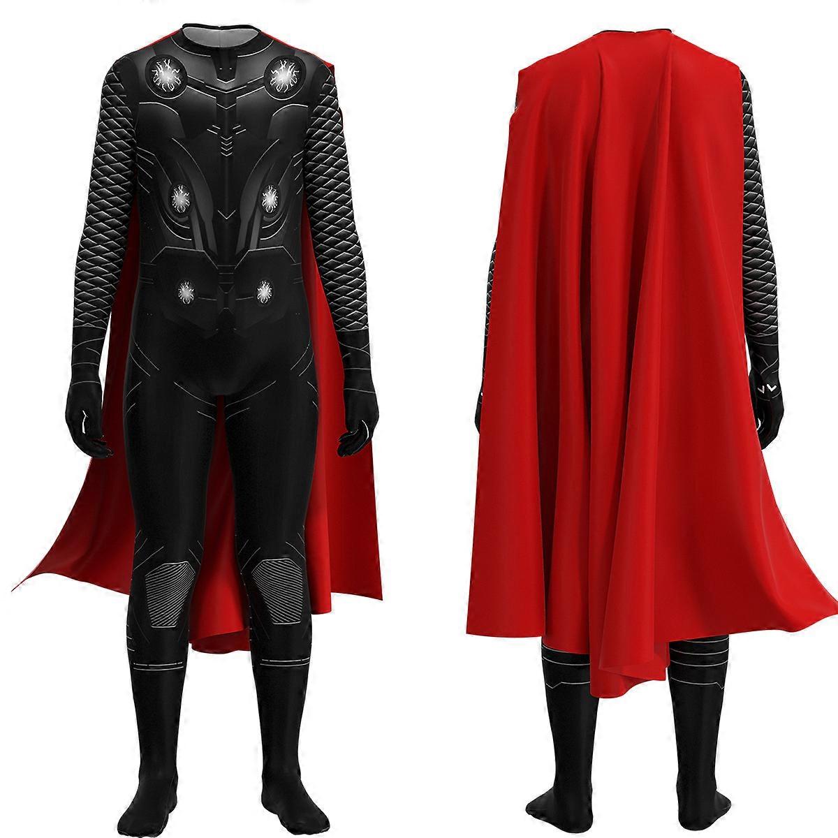 CGMGTSN Halloween Movie Thor Black Costume and Wig Suits Man Superhero ...