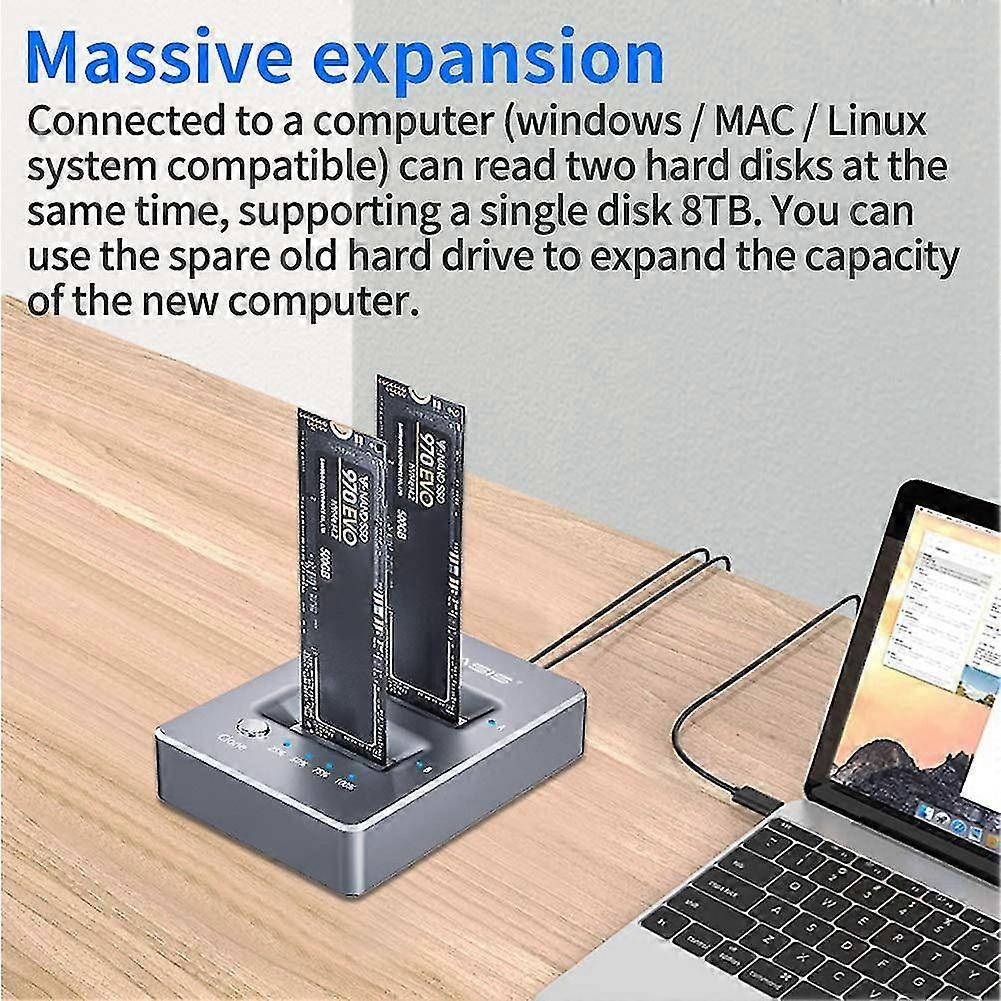 Acasis Nvme Dual Bay Enclosure Clone Docking For M2 Ssd-us Plug | Fruugo UK
