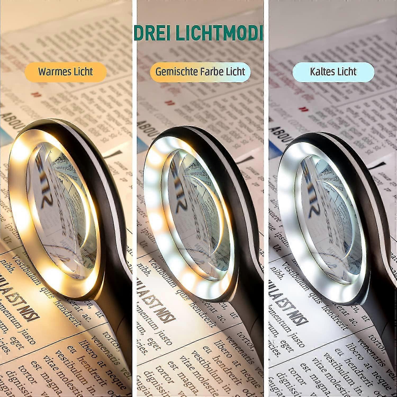 Reading Magnifiers Magnifier With Light, Magnifying Glass 10x ...