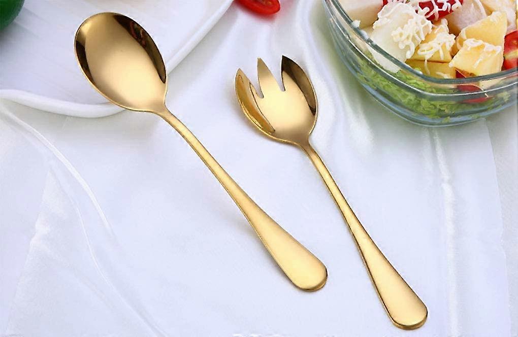 Pack of 2 Salad Spoon and Fork Salad Server Set, Stainless Steel Salad ...