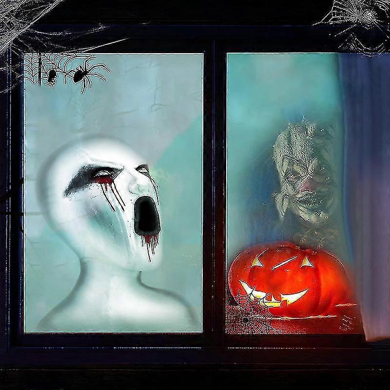 Halloween Ghost Window Stickers Horror Ghost Face Bathroom Glass Window ...