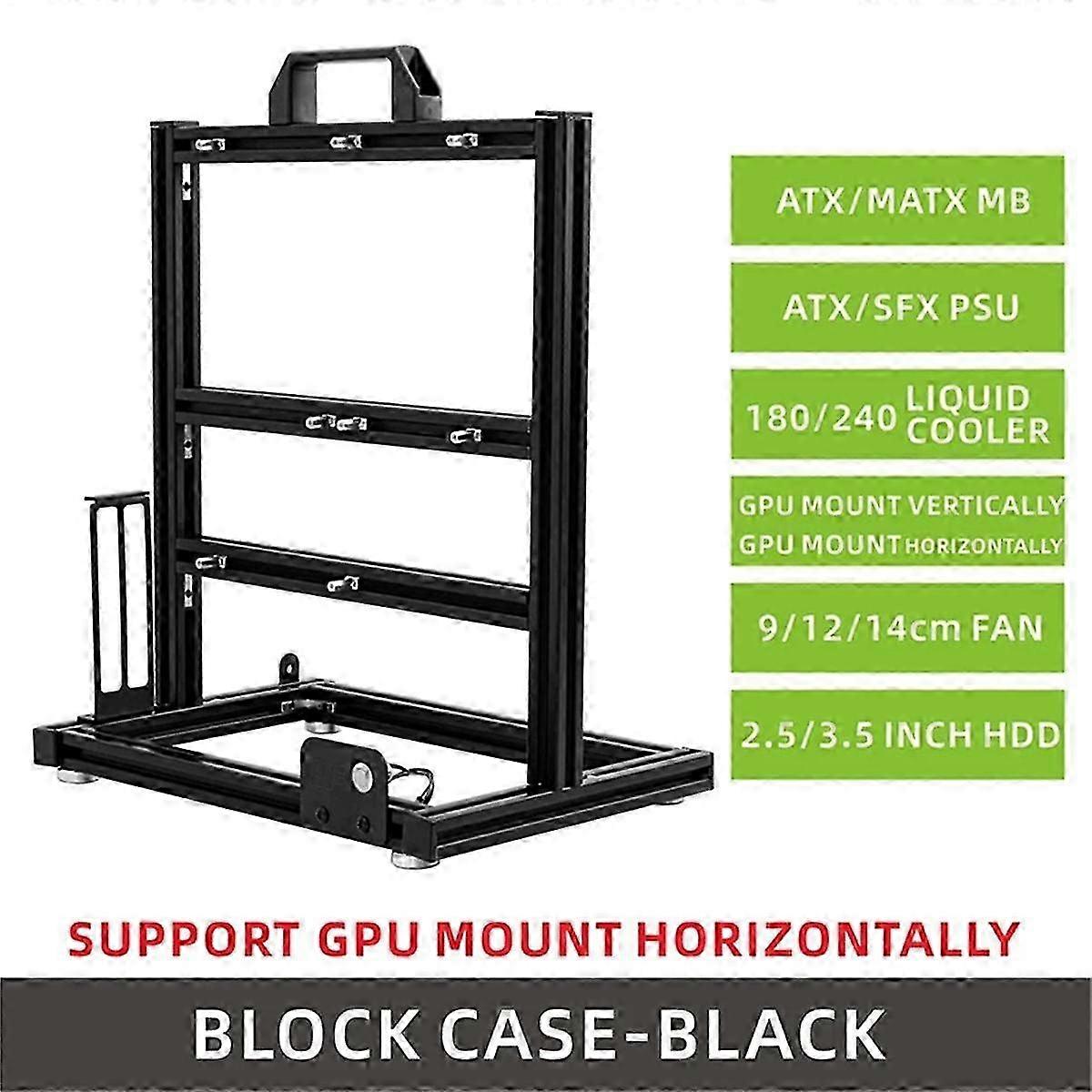Aluminium Open Frame Case Stöd ATX/M-ATX Moderkort GPU-fäste ...