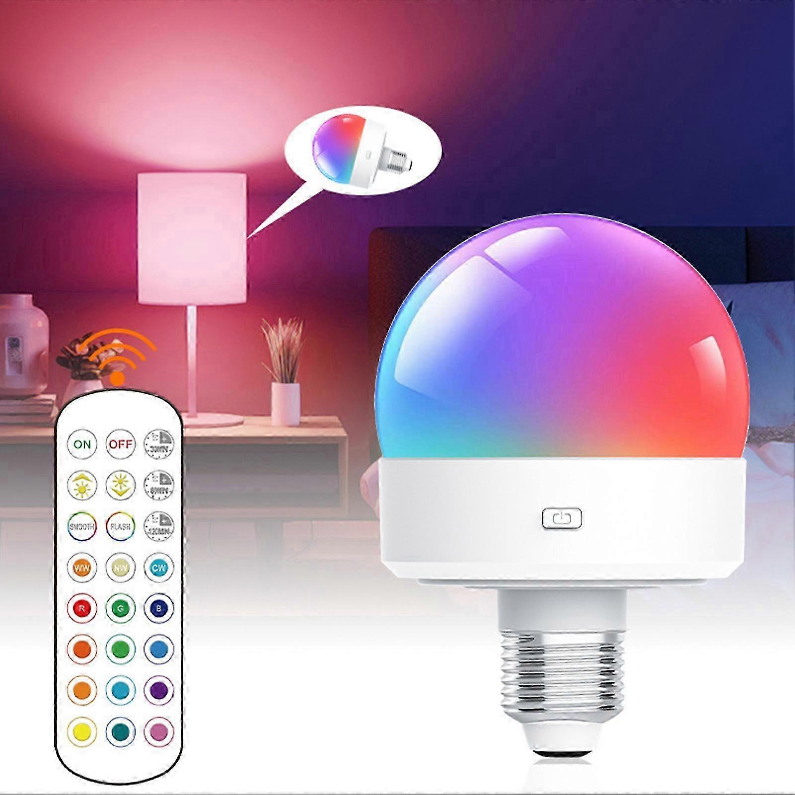 USB Rechargeable Light Bulb with Remote Control Timer Dimmable Easy to ...