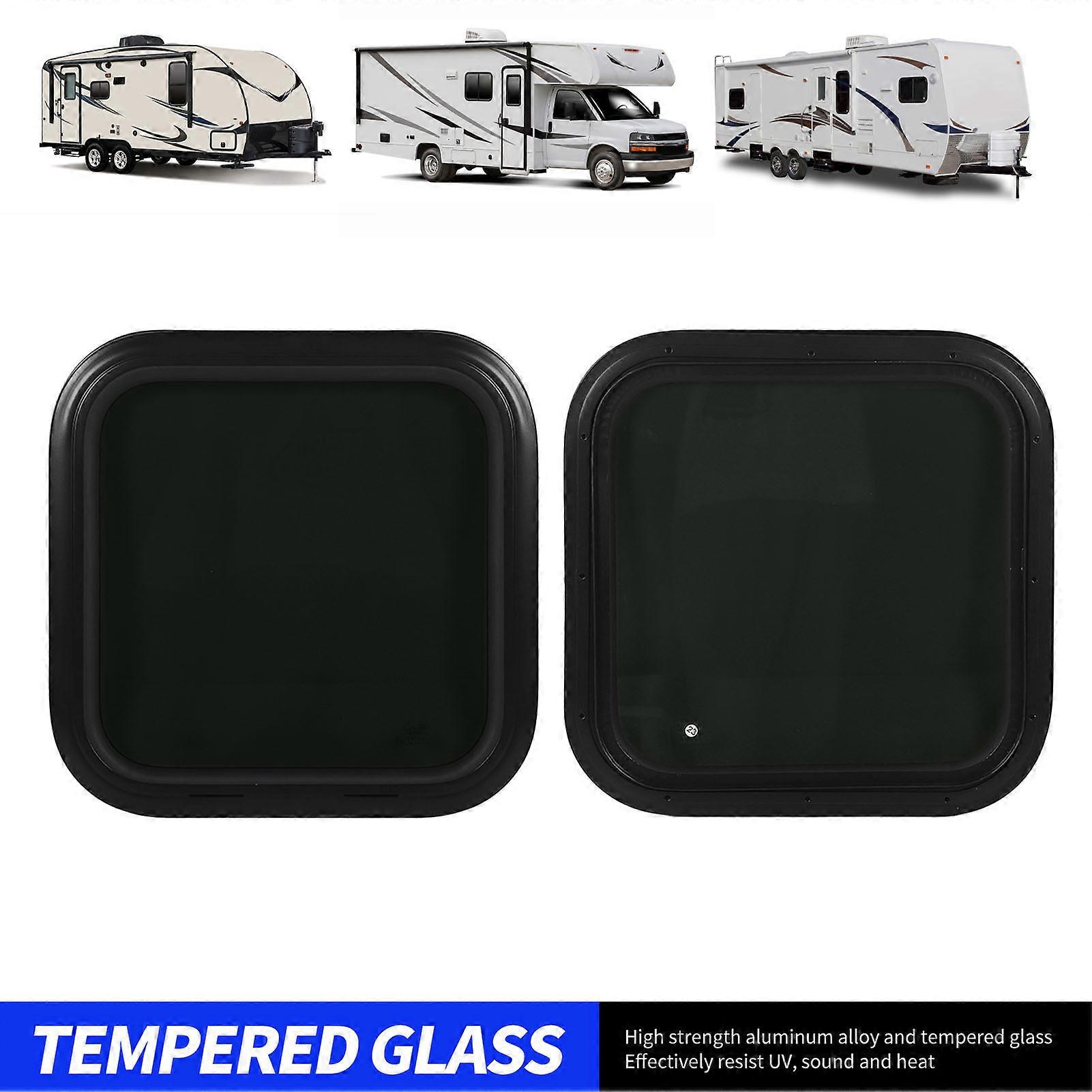 Fixed RV Window Rounded Corner Aluminium Alloy Black Frame Transparent ...