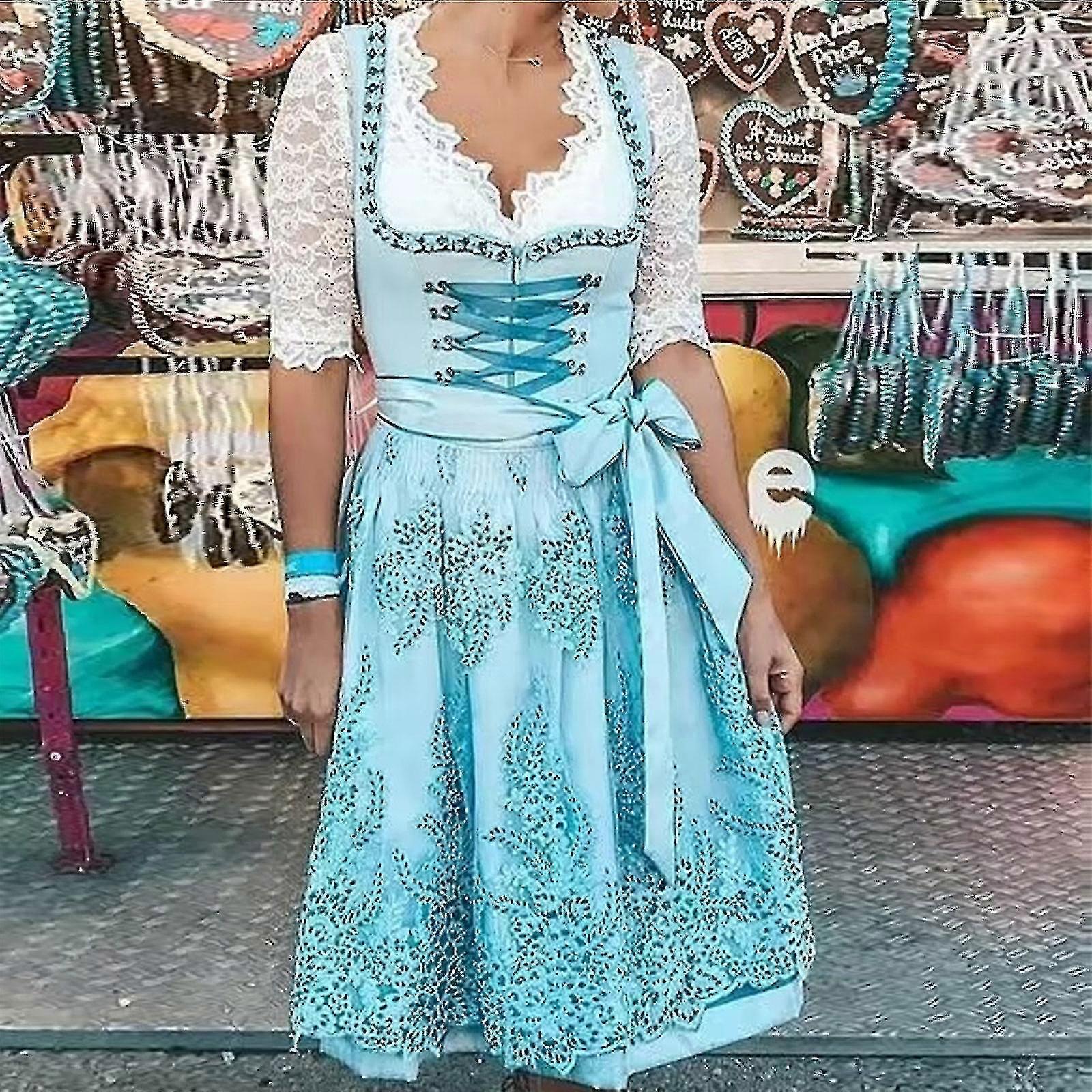 Women's German Classic Dirndl Dress Costumes For Oktoberfest Carnival ...