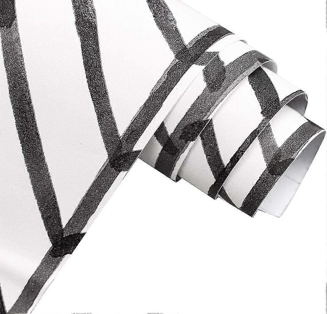 2023 - Stripe Peel And Stick Wallpaper Herringbone Black White Vinyl ...