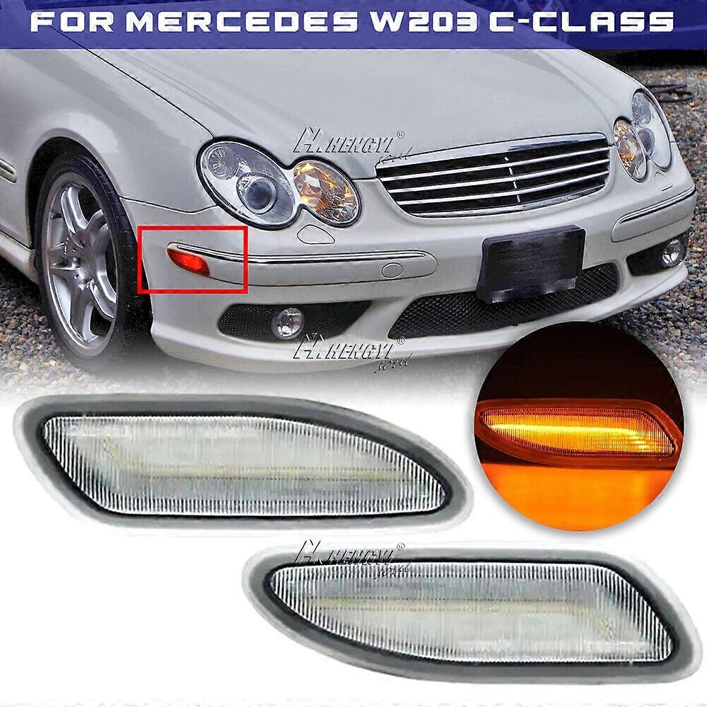 Clear For Mercedes W203 C Class 01-07 LED Lights Front Bumper Side ...