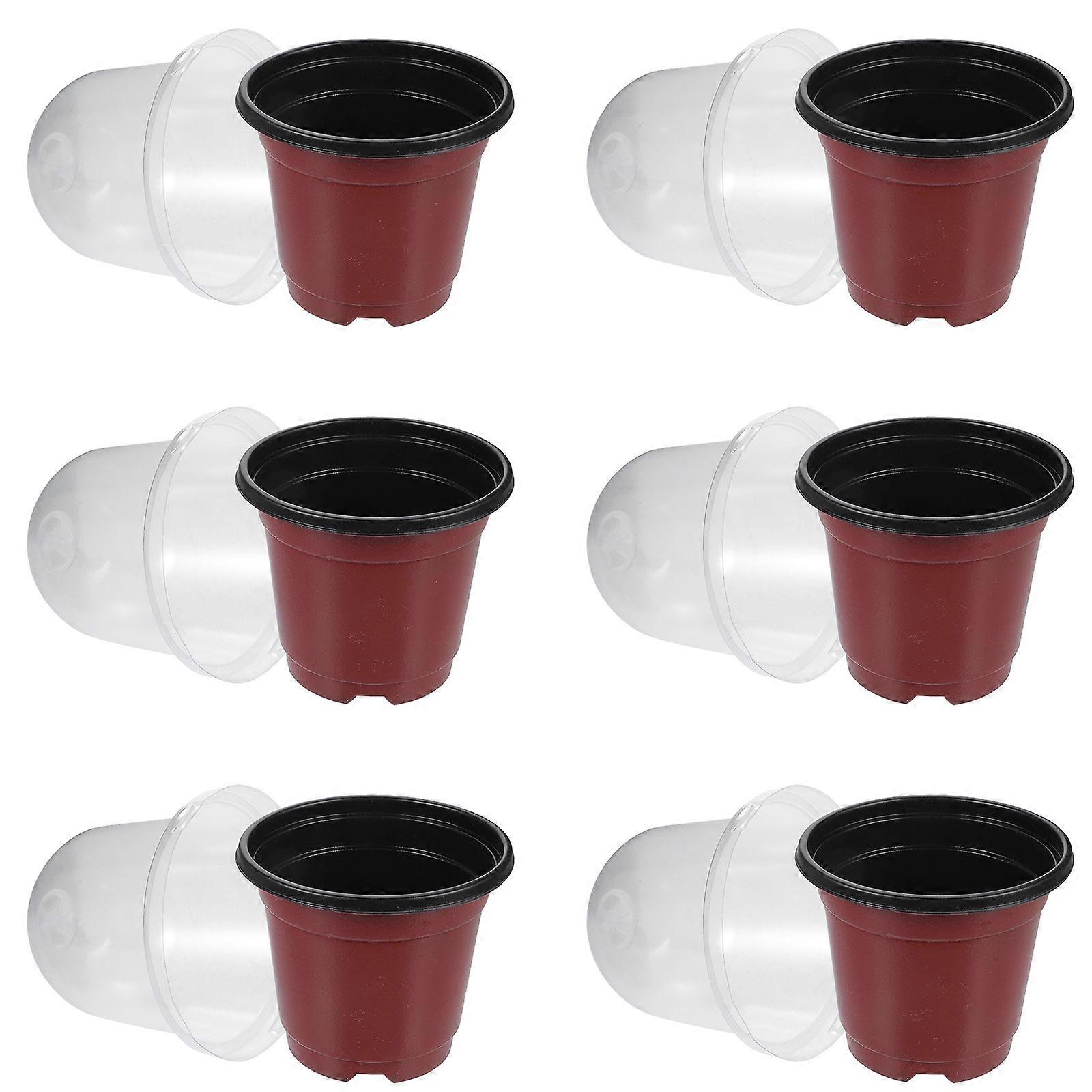 10 Sets of Plant Nursery Pots with Humidity Dome Plastic Gardening Pot ...