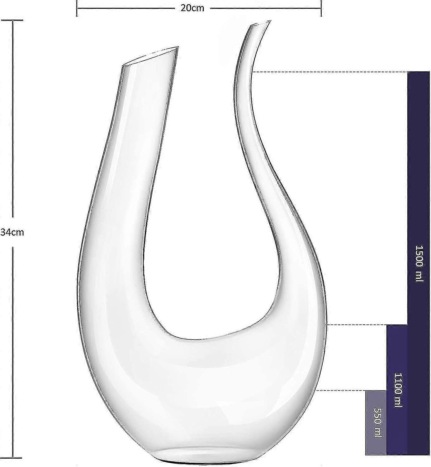 Wine Carafe, 1.5 Liter U Shape Crystal Glass Wine Bottle Set, Lead Free ...