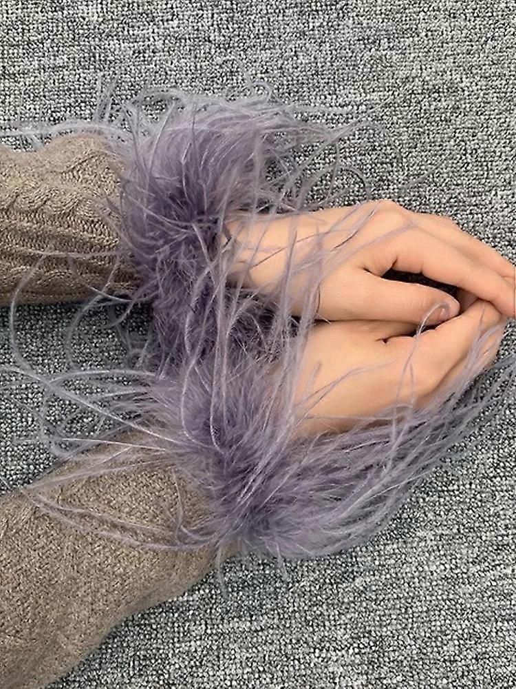 Real Fur Ostrich Feather Cuffs Wrist Sleeve Feather Cuff Blazer Slap ...