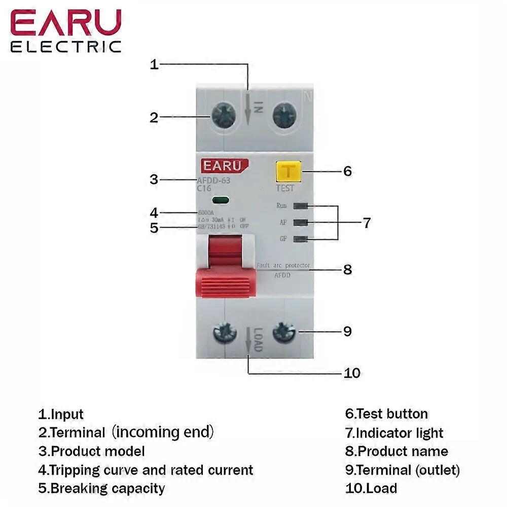 220V 2P AFDD AFCI Arc Fault Protector Dector Circuit Breaker Interrupte ...