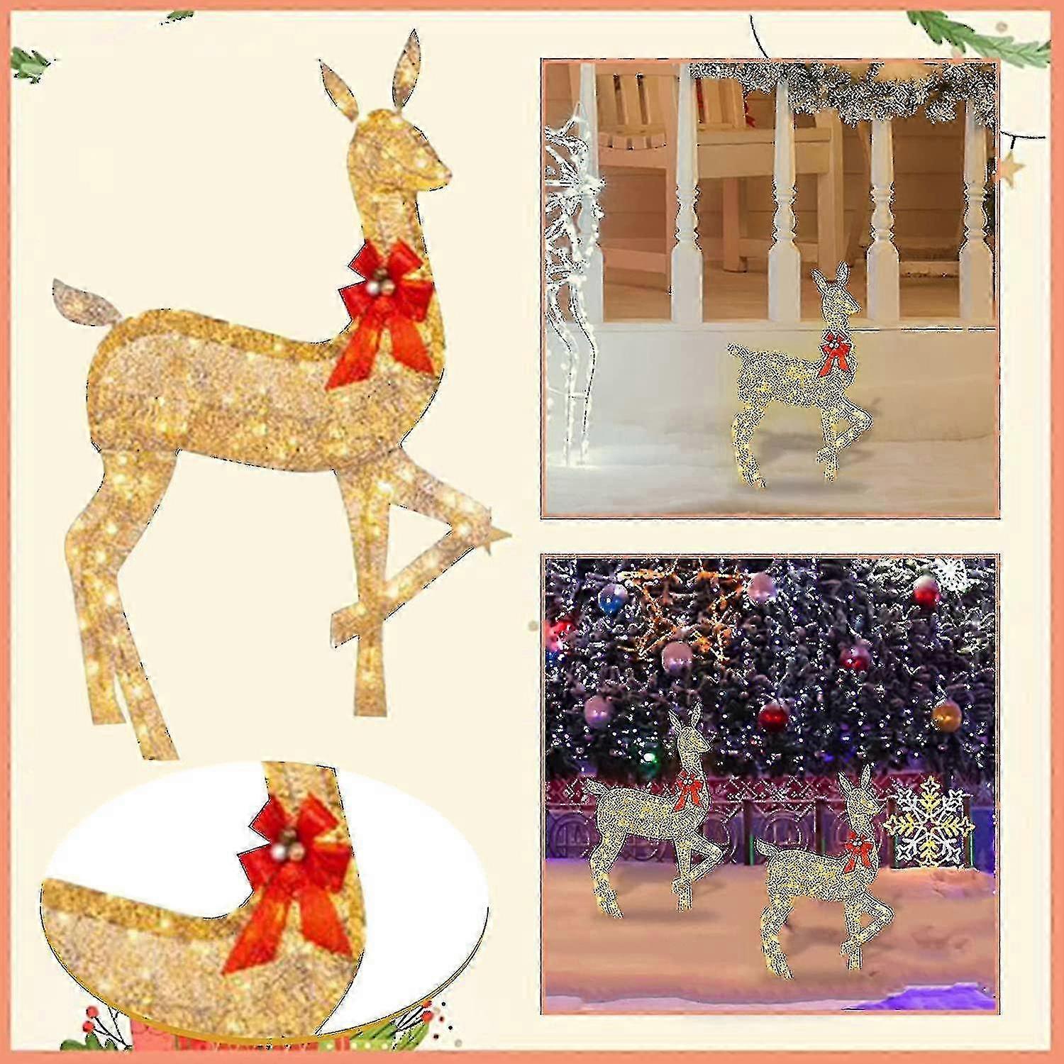 Ed Deer Outdoor Yard Rats, Reindeer Rats With Led S, Artificial Pre-lit ...