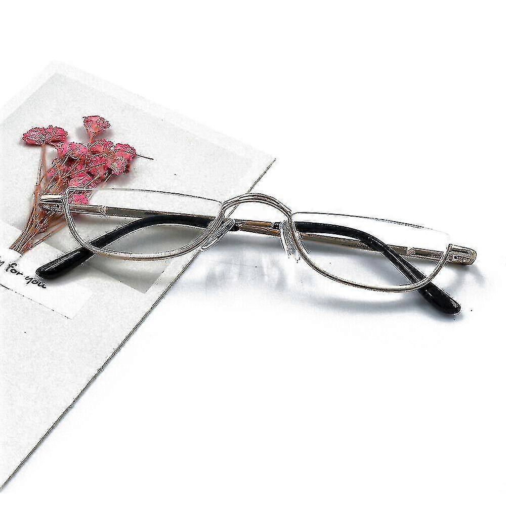 Reading Glasses Metal Spring Hinges Half Moon Semi Rimless Readers 1.0~ 4.0 s202412243176 ...
