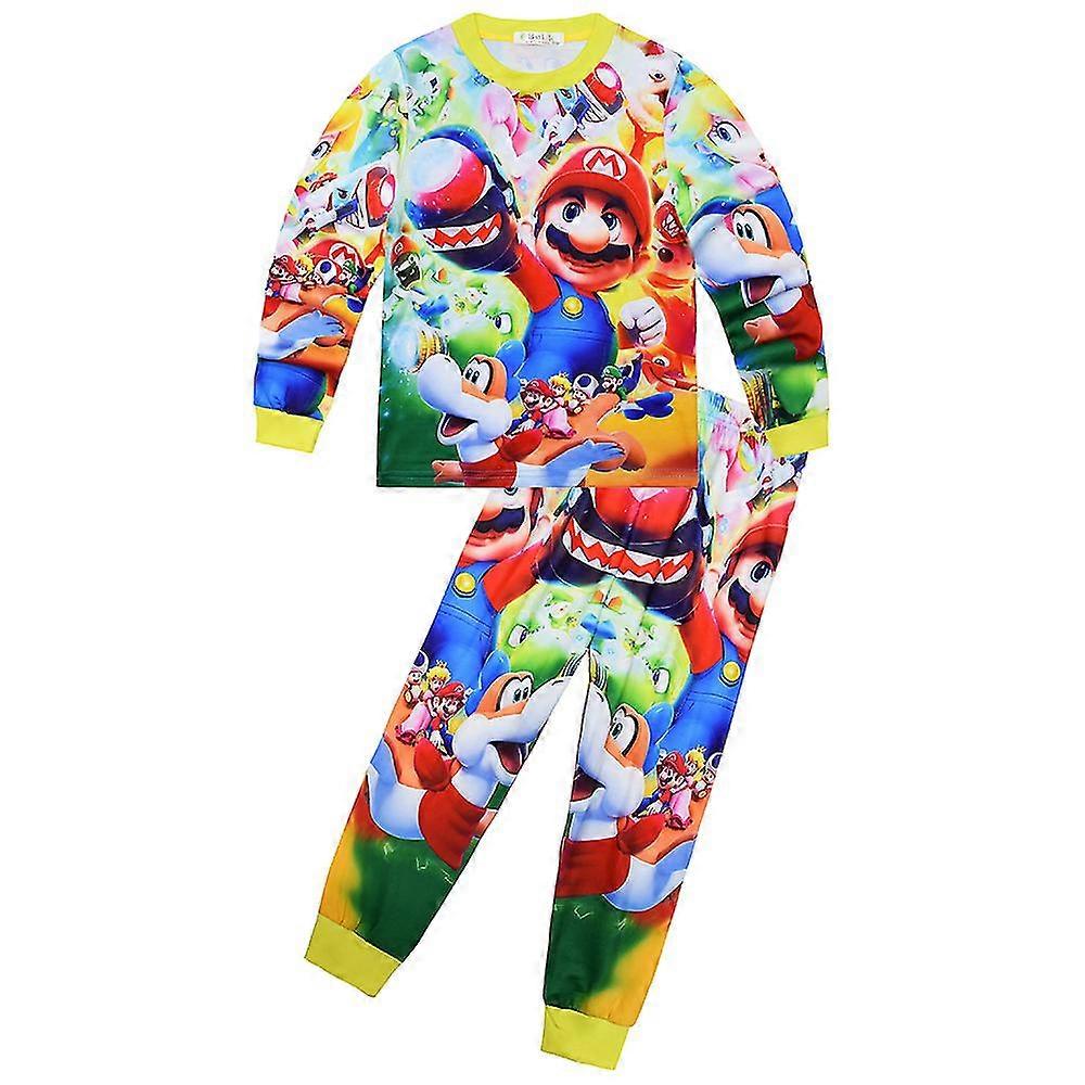 4-9 Years Super Mario Bros Printed Children Pajamas Set Pjs Sleepwear ...