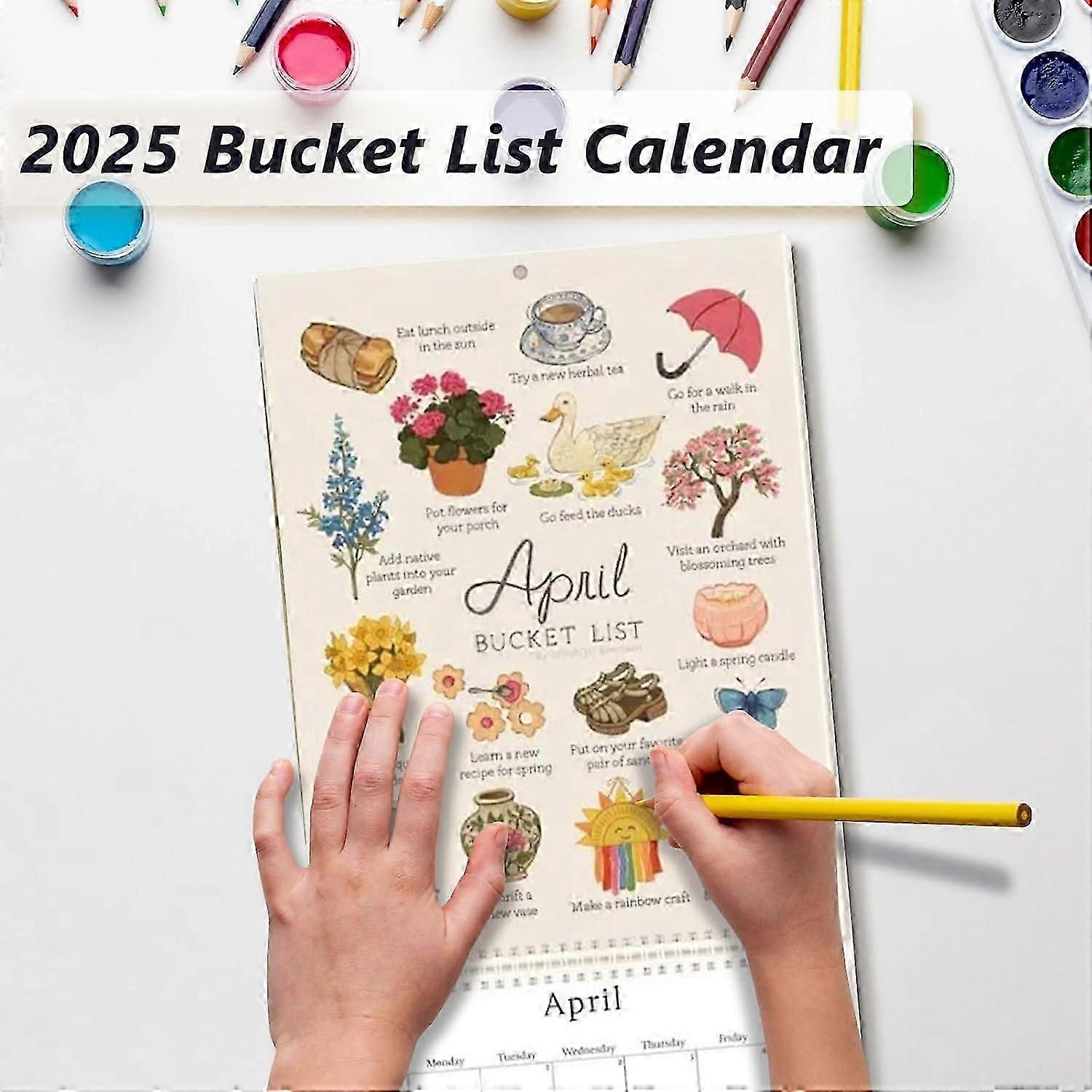 2025 Bucket List Kalender, 12 Måneders Veggkalender, 2025 Veggkalender ...