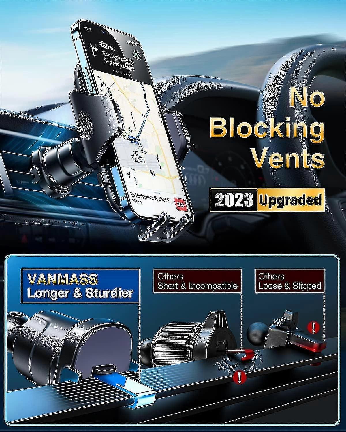 Car Phone Holder VANMASS [2023 Strongest Suction & Clip] Cell Phone ...