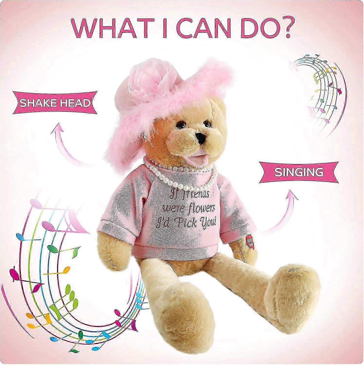 Musical Teddy Bear Wearing Pearl Sings Thats What Friends Are For Interactive Stuffed Animal ...