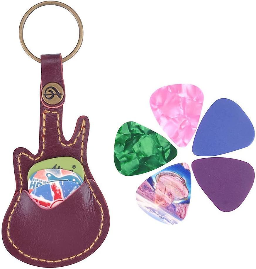 Guitar Picks Case Leather Pick Keychain Guitar Picks Holder Plectrums ...