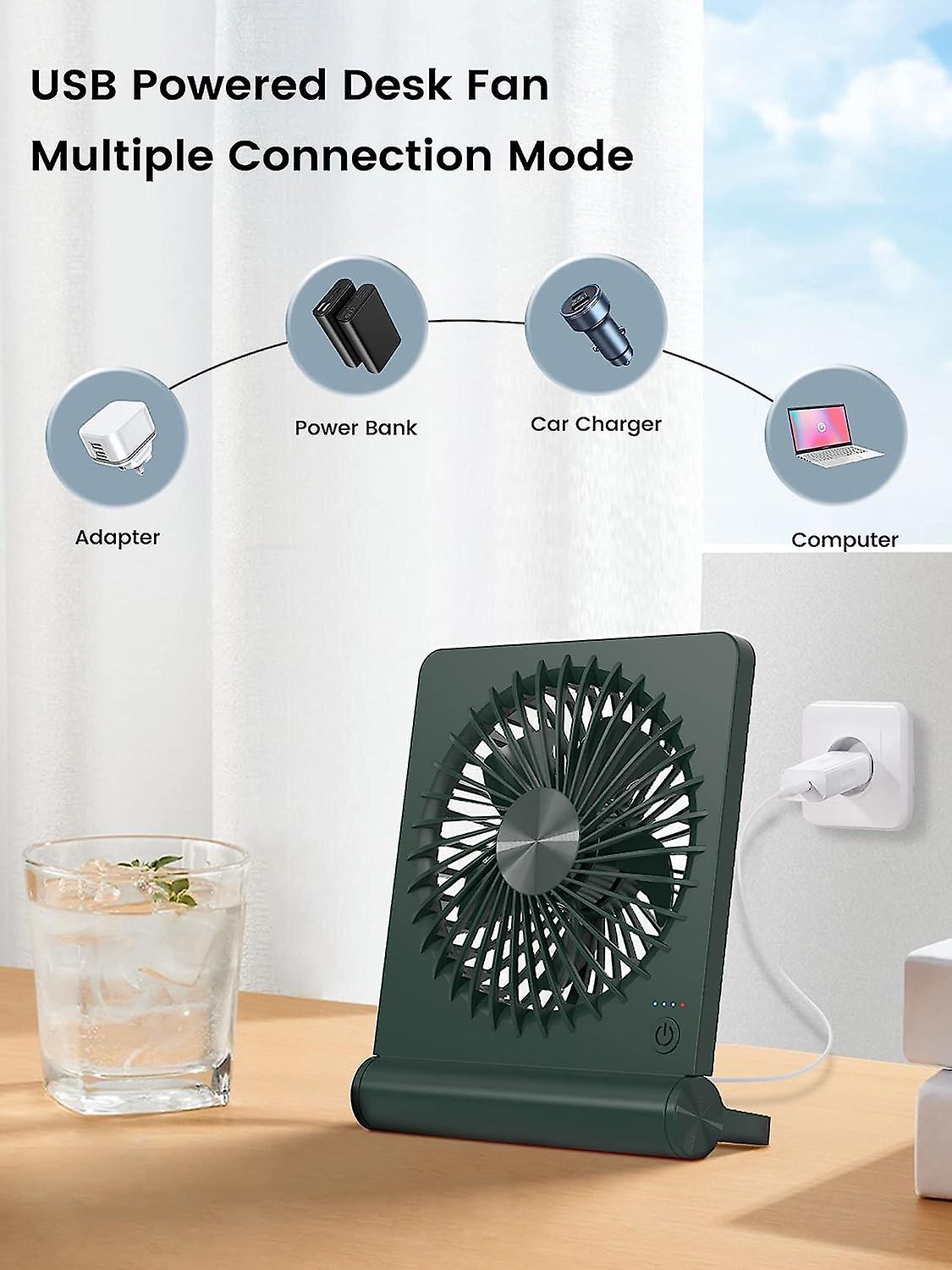 Desk Fan, Small But Powerful, Portable Fan Battery Operated, 220 Tilt ...