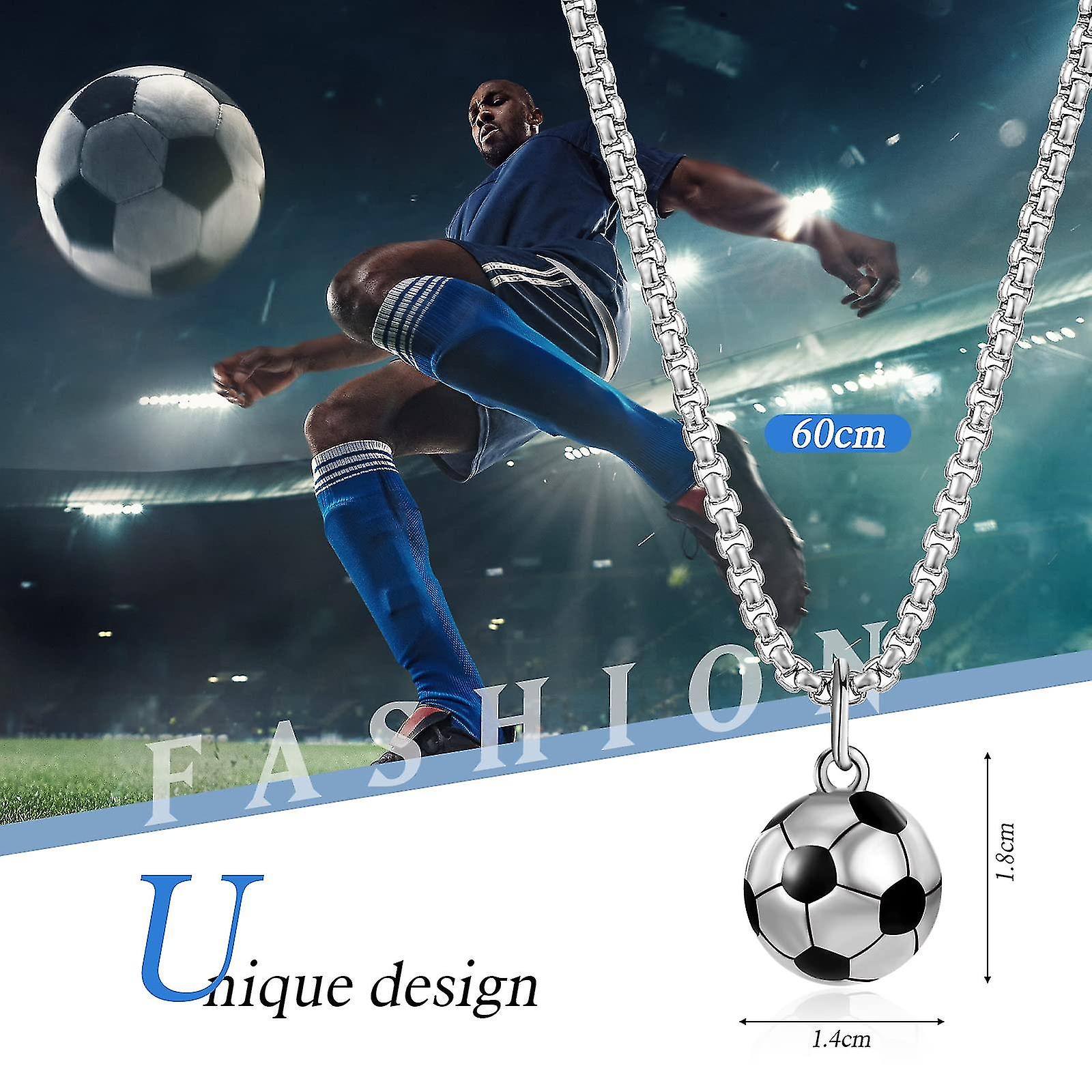 Football Necklace Stainless Steel Football Charm Chain Football Pendant ...