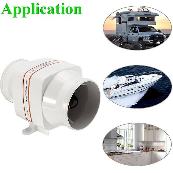 4" Hose Inline Marine Bilge Air Blower 12V 270 CFM Quiet Boat RV White ...
