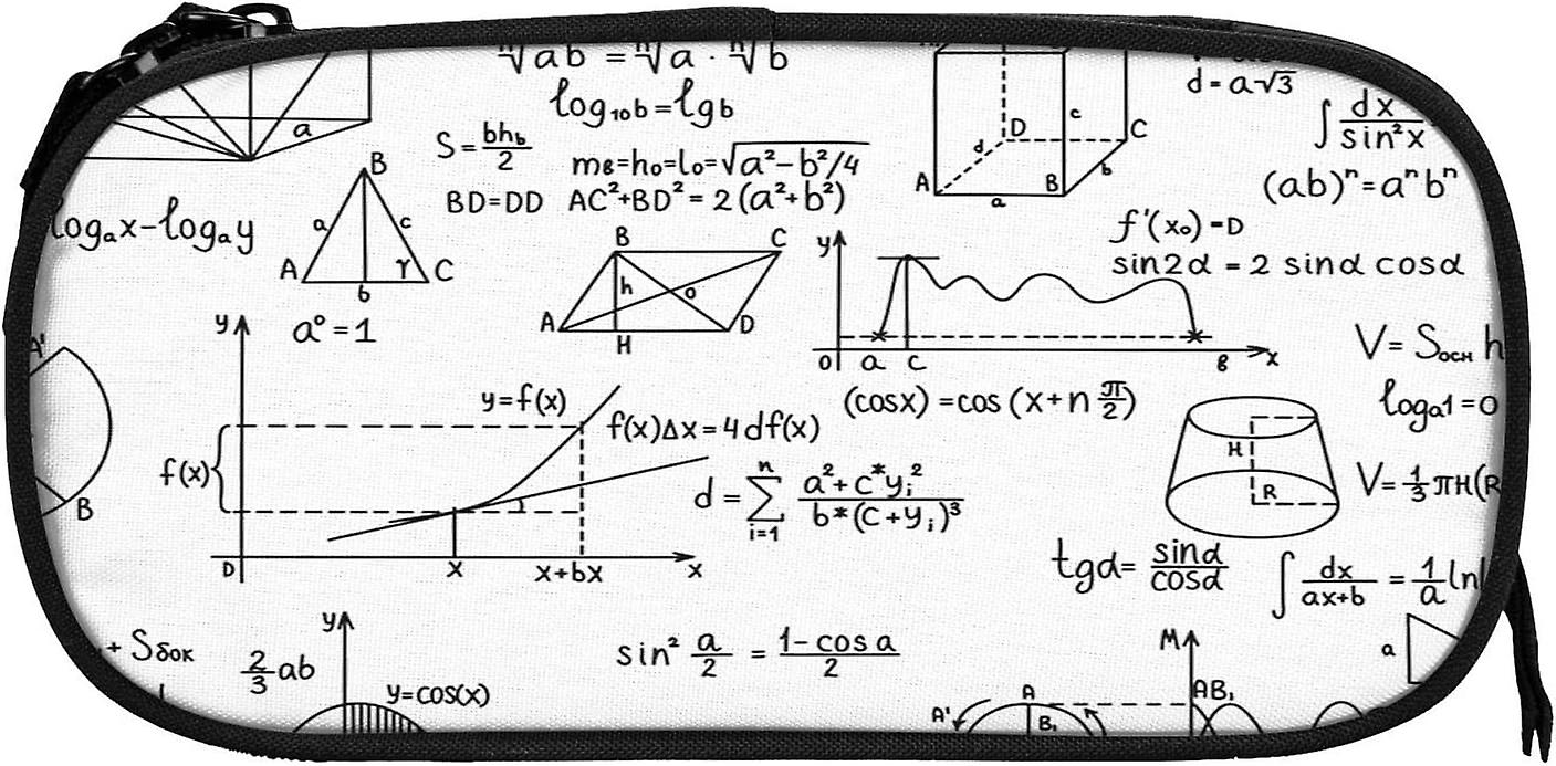 CNSEHQD Pencil Case Large Capacity Pencil Pouch Math Geometry Formulas ...