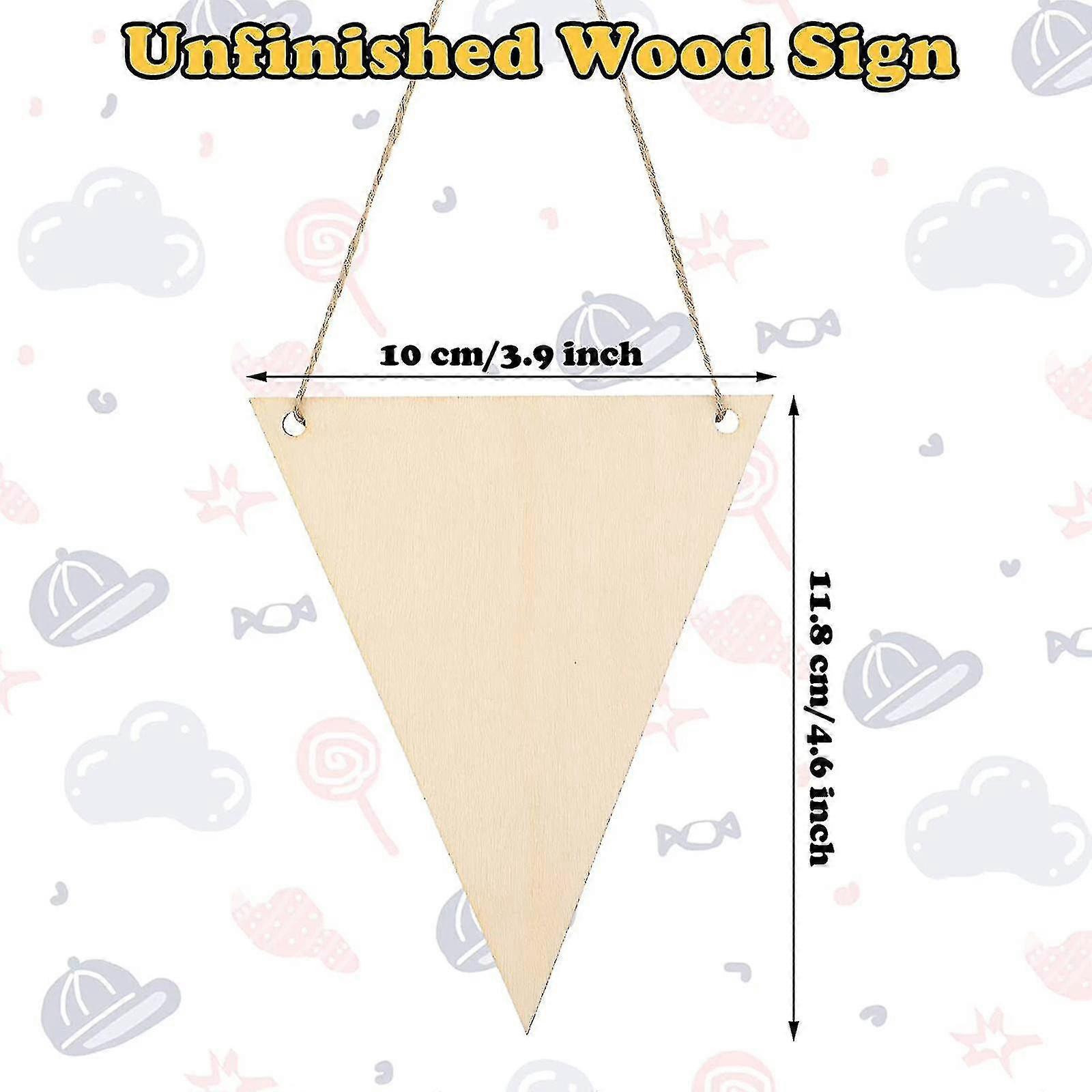 20 Pieces Pennant Banner Wooden Triangle Flags For Garland Holidays ...